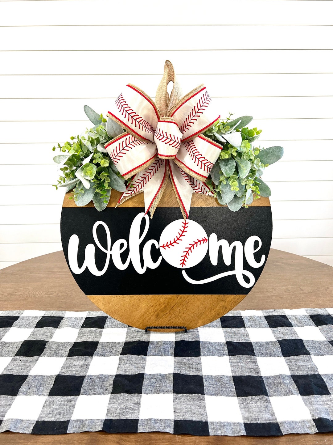 Welcome Baseball Door Hanger | Front Door Decor | Door Wreath ...