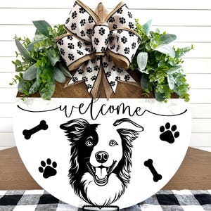 Dog Door Hanger | Welcome Door Hanger | Dog Wreath | Personalized Dog ...