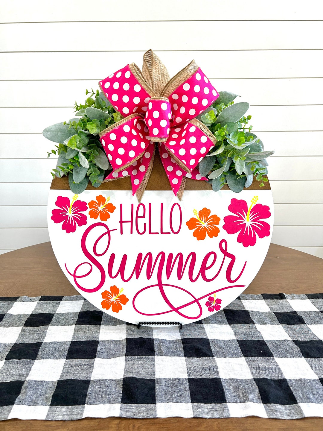 Hello Summer Door Hanger Summer Wreath Summer Door Sign Summer Decor ...