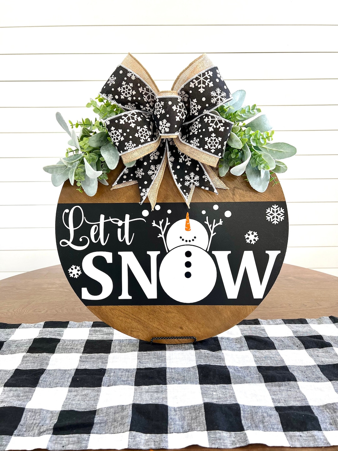 Let It Snow Door Hanger Snowman Door Hanger Winter Wreath Door Wreath ...