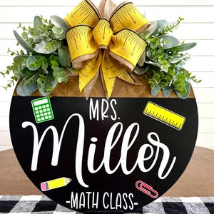 Math Teacher Door Hanger | Teacher Wreath | Classroom Door Hanger ...