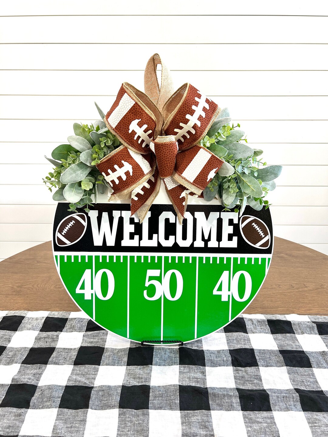 Football Door Hanger Welcome Door Hanger Football Wreath Football Sign ...