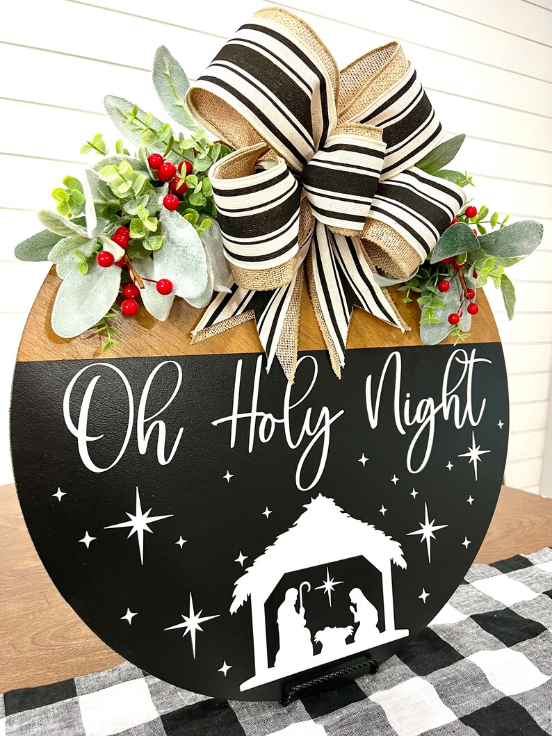 Oh Holy Night Christmas Door Hanger | Christmas Wreath | Christmas Door ...