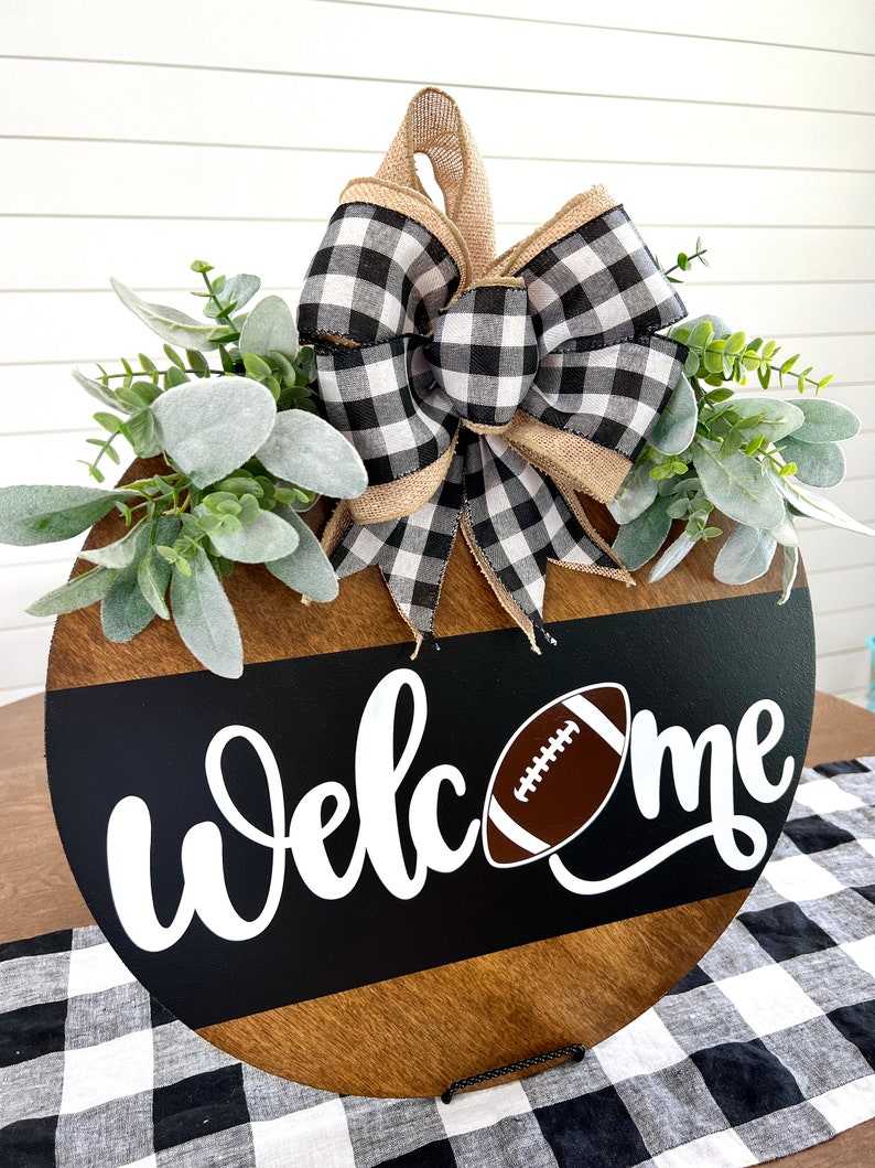 Football Welcome Door Hanger Football Door Sign Football - Etsy