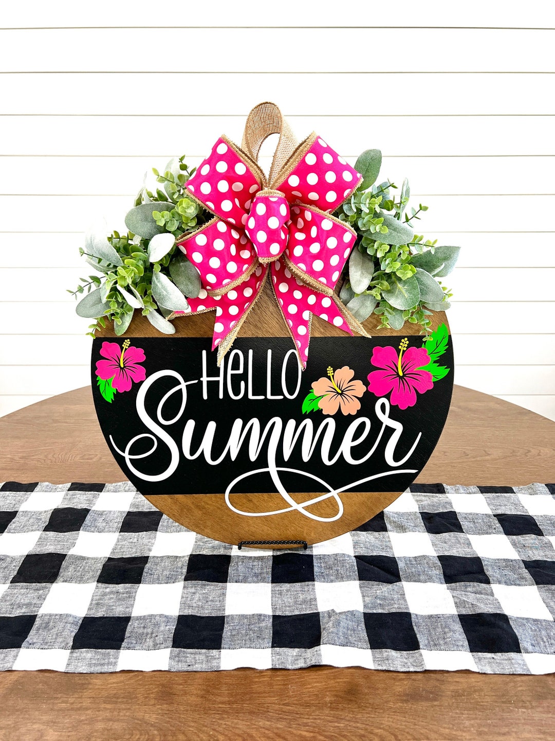 Hello Summer Door Hanger Summer Wreath Summer Door Decor Summer Home ...
