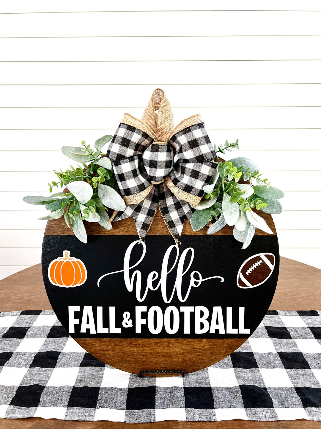 Hello Fall & Football Door Hanger | Fall Wreath | Football Door Hanger ...