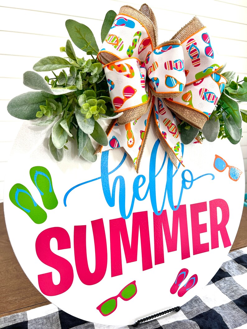 Hello Summer Summer Door Hanger Summer Wreath Door Etsy
