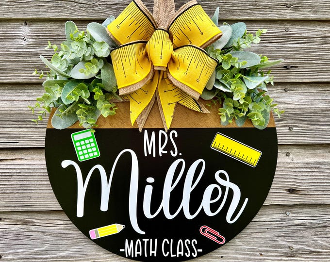 Math Teacher Door Hanger | Teacher Wreath | Classroom Door Hanger ...