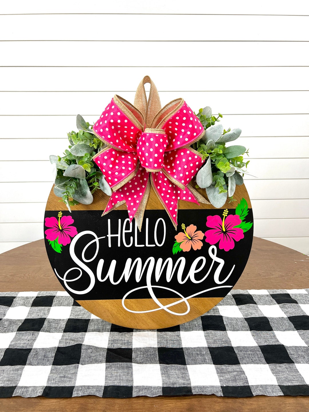 Hello Summer Door Hanger Summer Wreath Summer Door Decor Summer Home ...