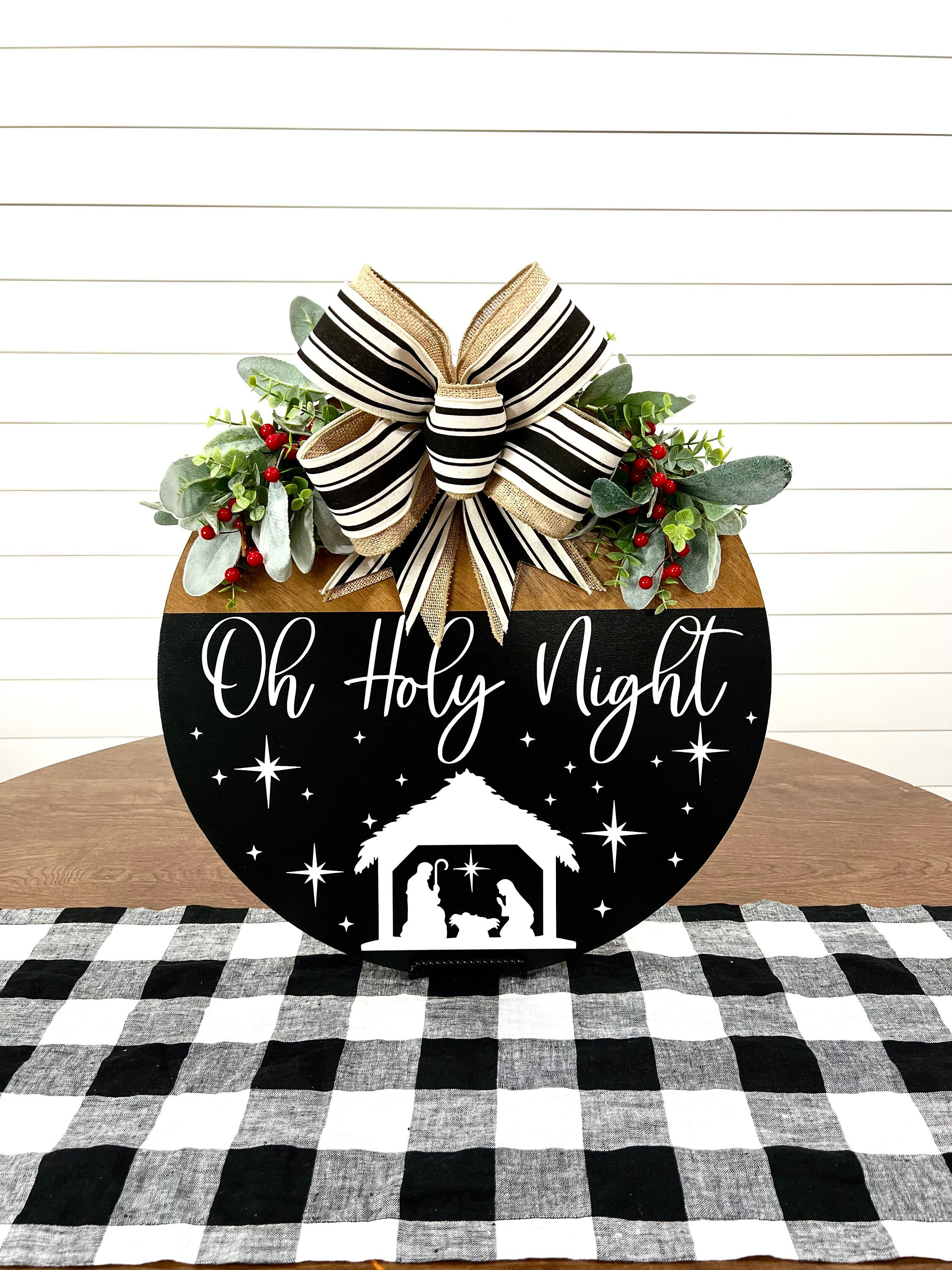Oh Holy Night Christmas Door Hanger Christmas Wreath Christmas Door ...