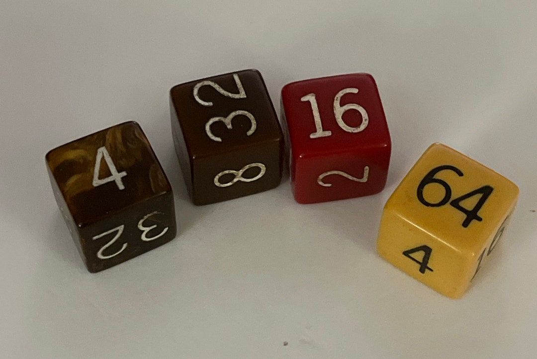 4 Vintage 3/4 Bakelite Doubling Dice Red Marbled Brown Butterscotch ...