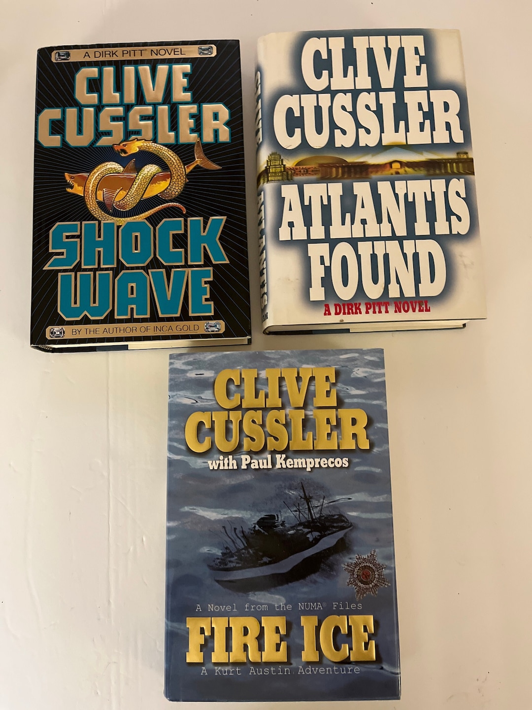 Lot of 3 Clive Cussler Books All Are Signed shock Wave Atlantis Found ...