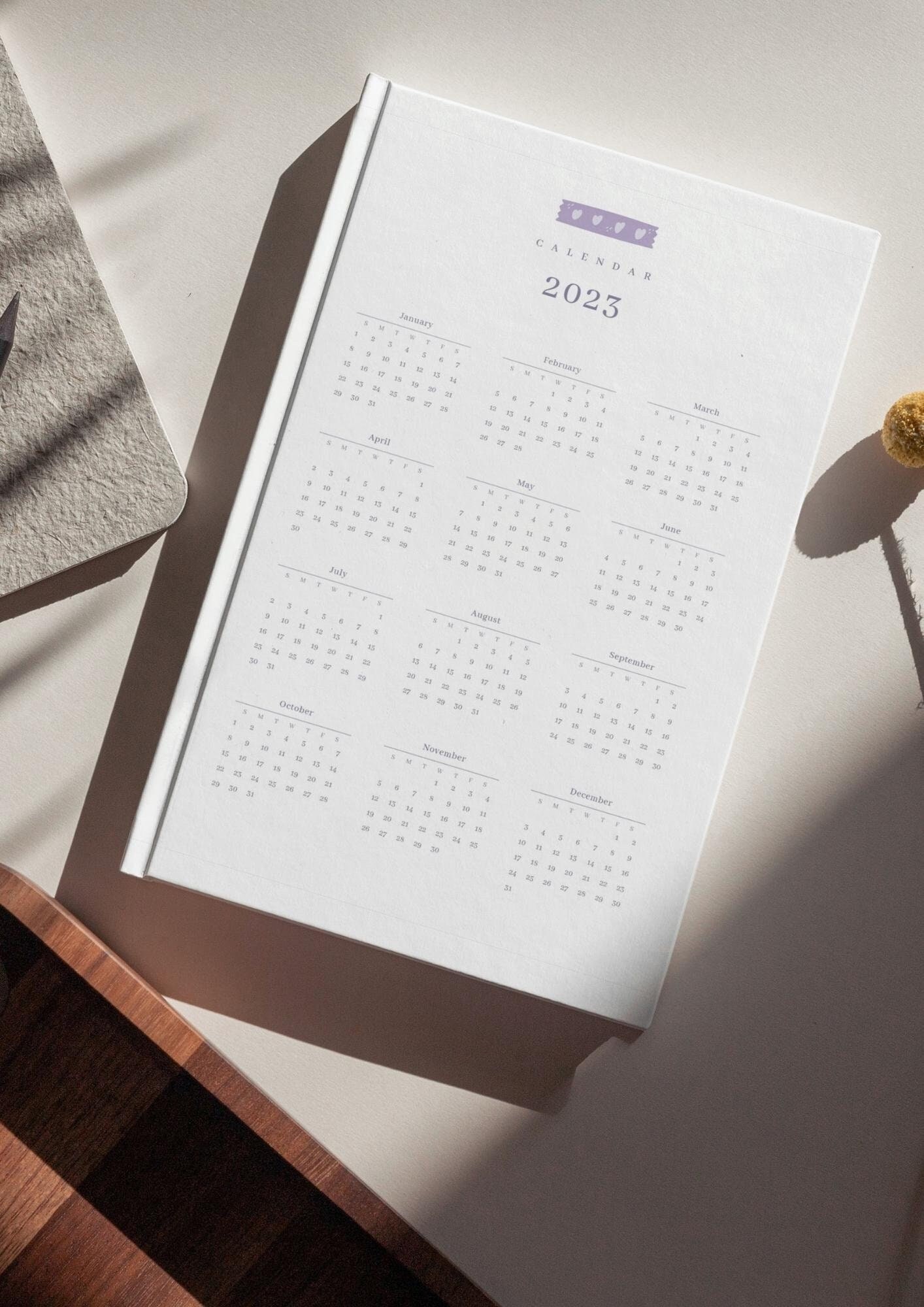 2023 Calendar Printable A3 A4 A5 Calendar Yearly View - Etsy France