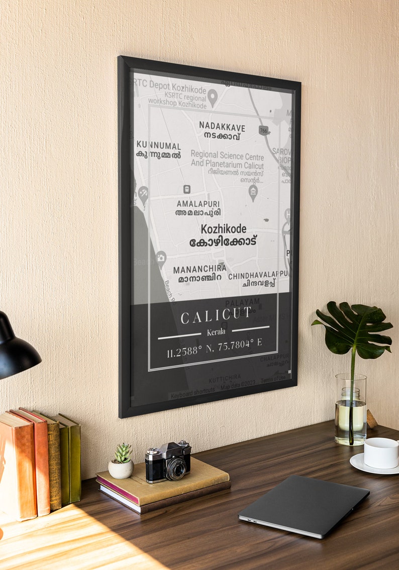 Map of Calicut Wall Art: A Perfect Gift for Kochi Lover - Etsy