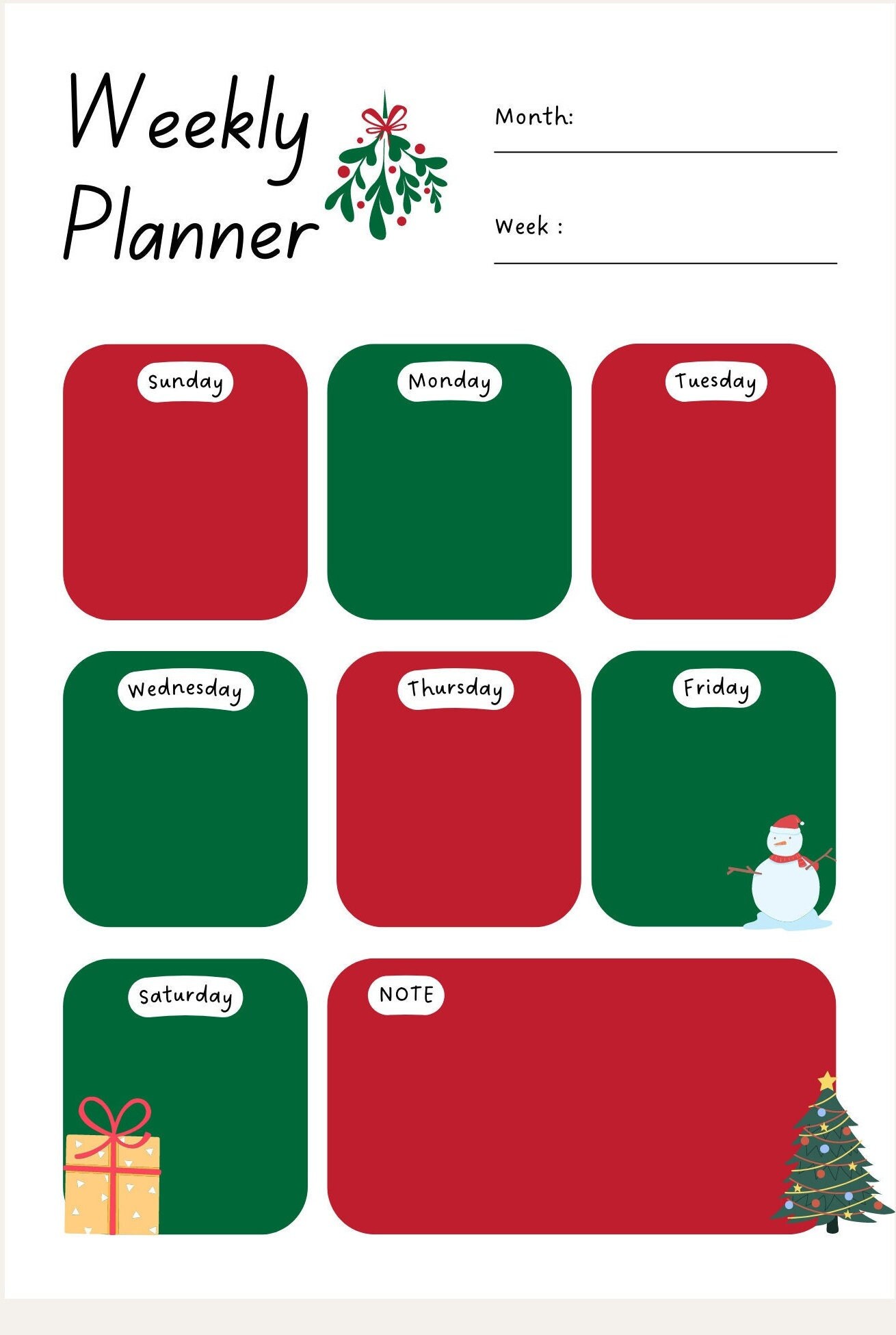 Christmas Weekly Planner - Etsy