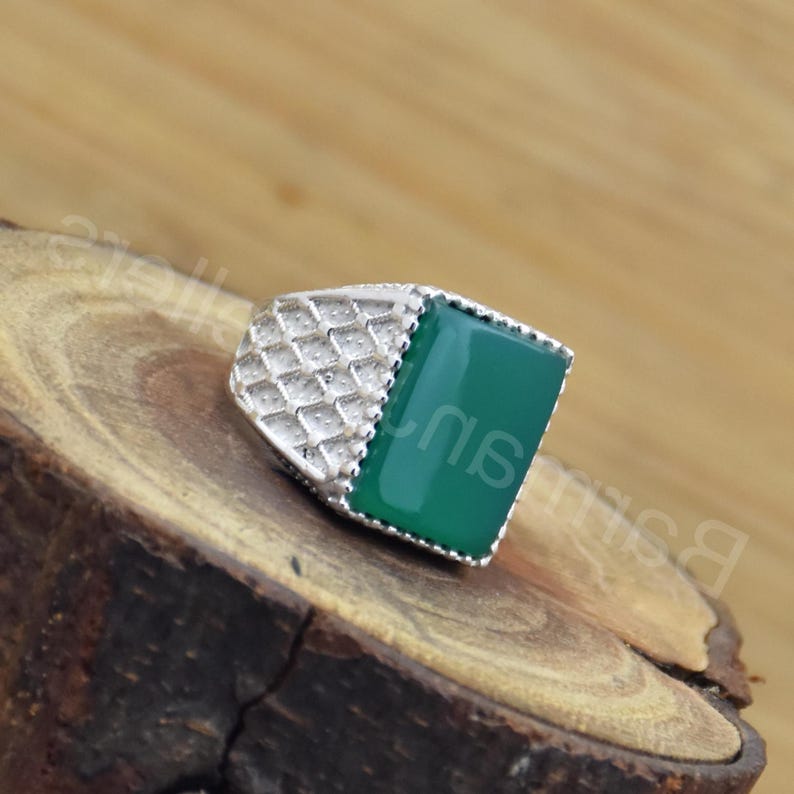 Anillo de ónix verde en plata de ley 925: una gema natural con estilo ...
