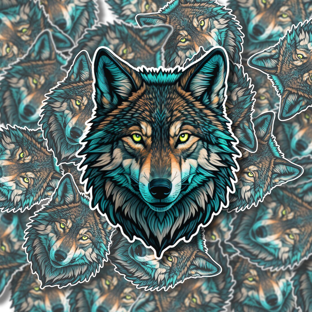 Beautiful Blue Wolf Face External Vinyl Sticker Decal for Car, Van ...