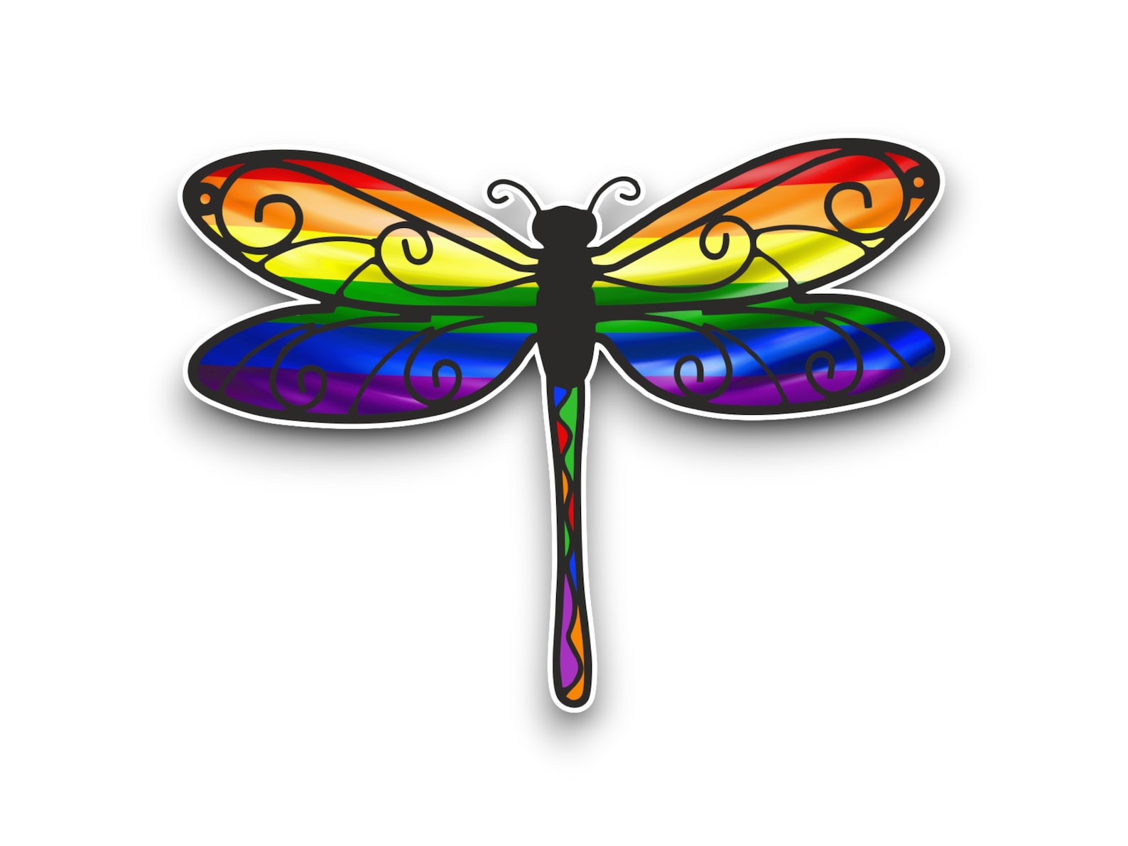 LGBT Gay Pride Flag Dragonfly Insect Vinyl Sticker Decal for Car ...