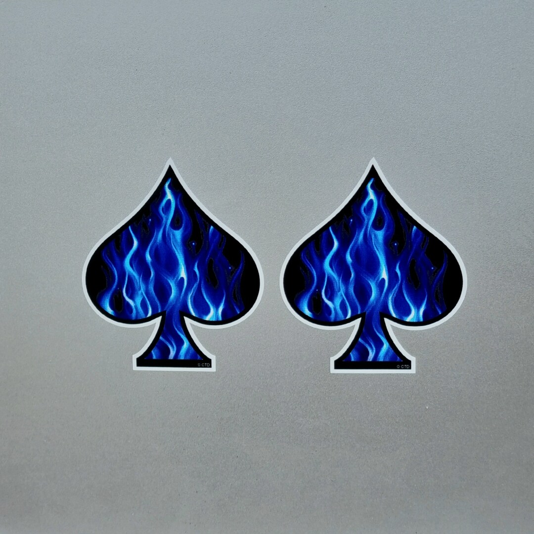 2x Cool Blue Fire Flames Ace of Spades Vinyl Sticker Decal for - Etsy