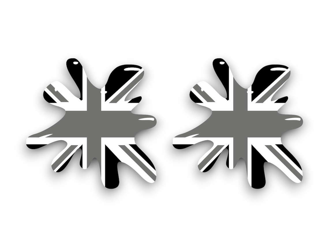 Black & White British Union Jack Flag Splat Vinyl Sticker Decal for Car ...