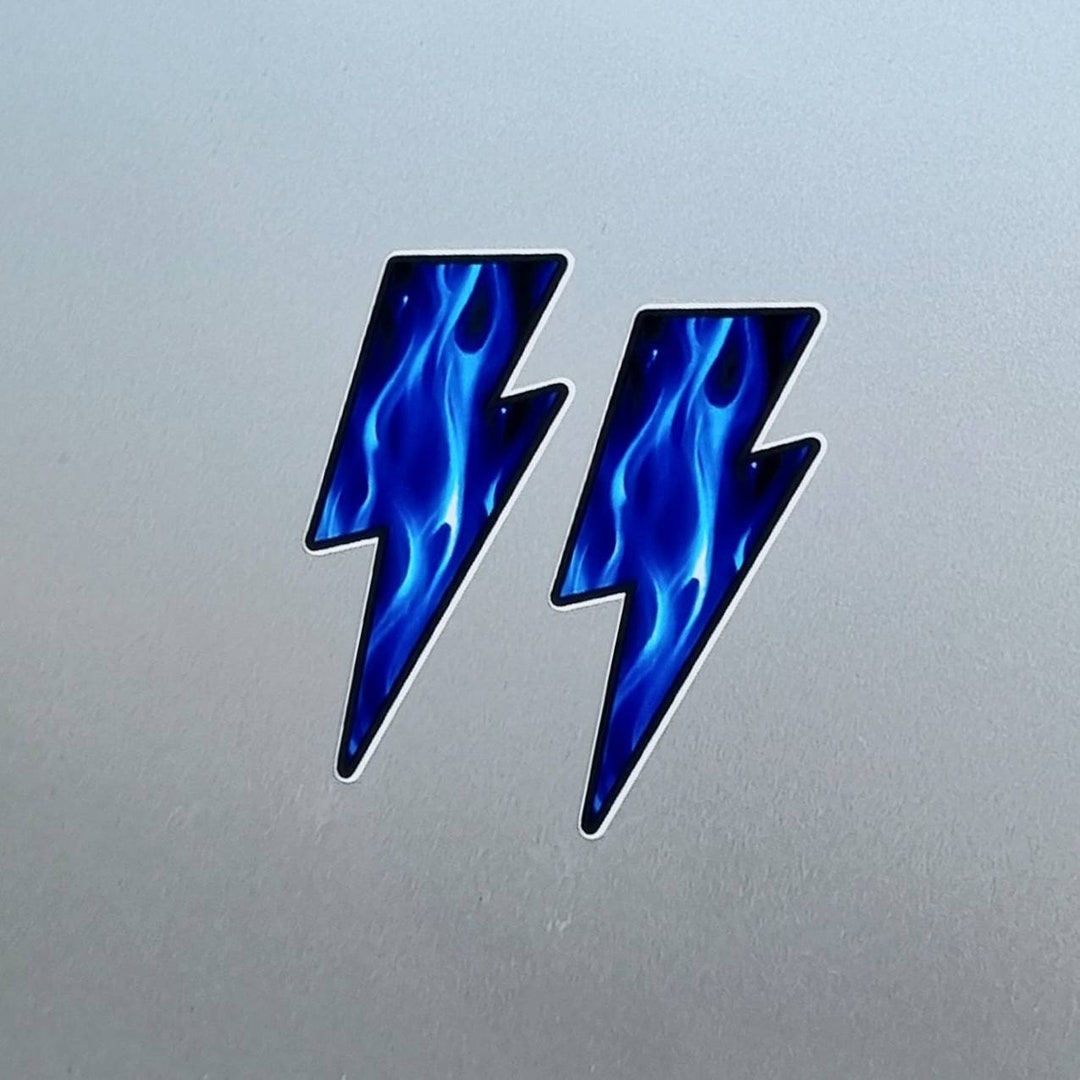 2x Cool Blue Fire Flames Lightning Bolt Vinyl Sticker Decal - Etsy UK
