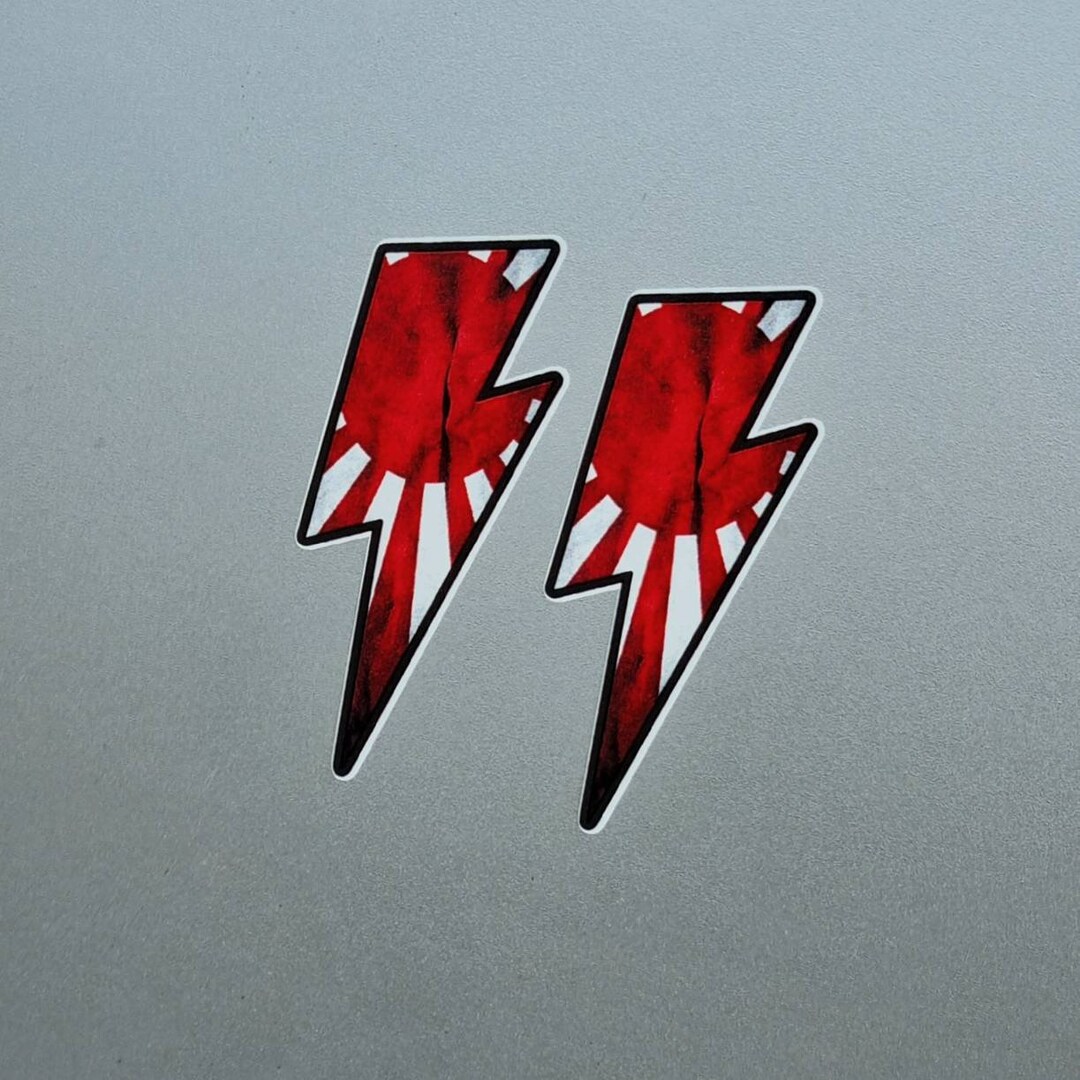 2x JDM Japan Rising Sun Flag Lightning Bolt Vinyl Sticker Decal for Car ...