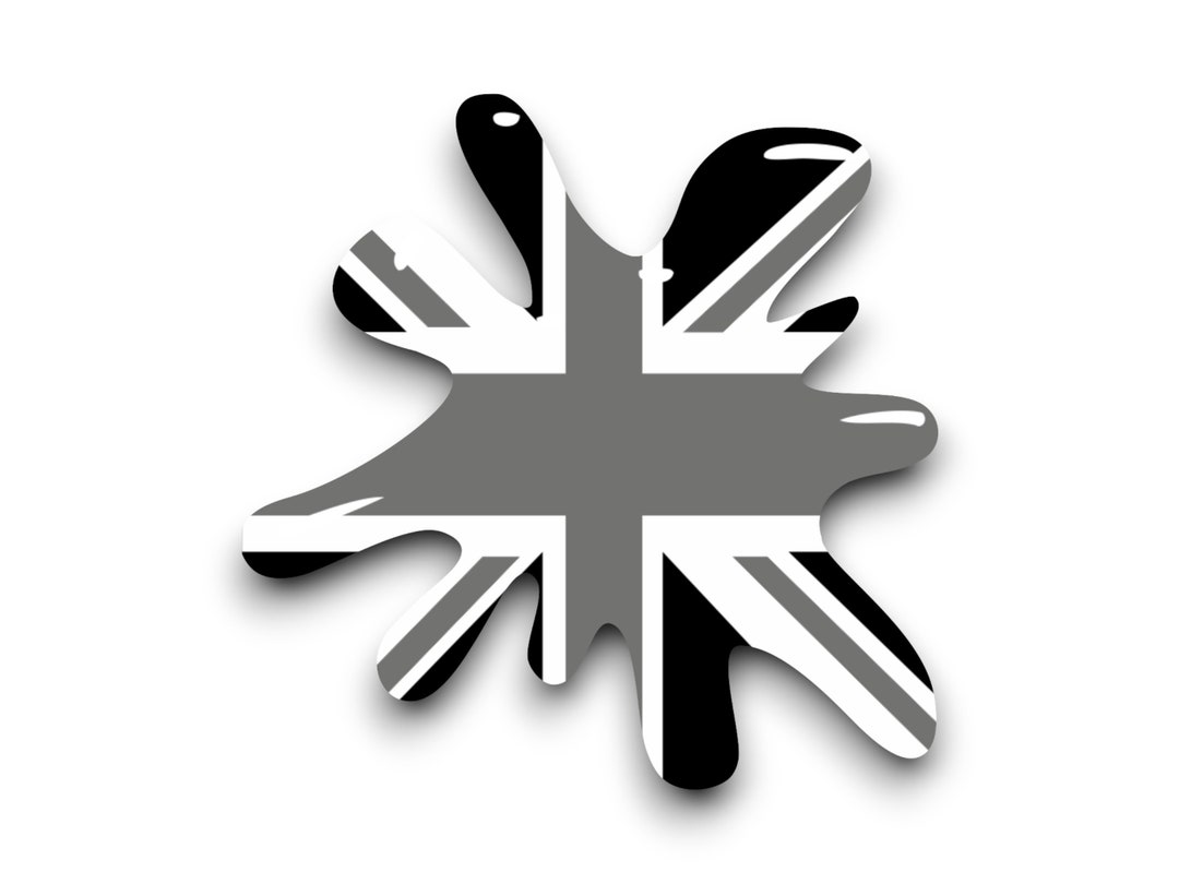 Black & White British Union Jack Flag Splat Vinyl Sticker Decal for Car ...