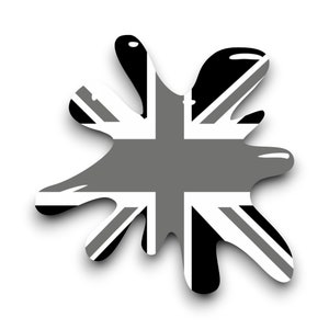 Black & White British Union Jack Flag Splat Vinyl Sticker Decal for Car ...