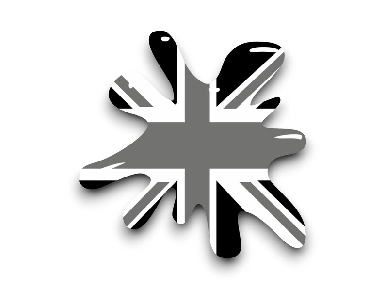 Black & White British Union Jack Flag Splat Vinyl Sticker Decal for Car ...