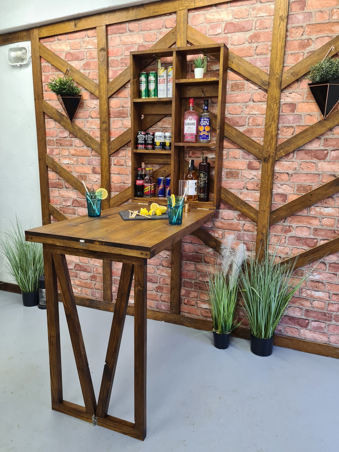 Wall-mounted Rustic Murphy Table • Small Bar Cabinet • Home Decor ...