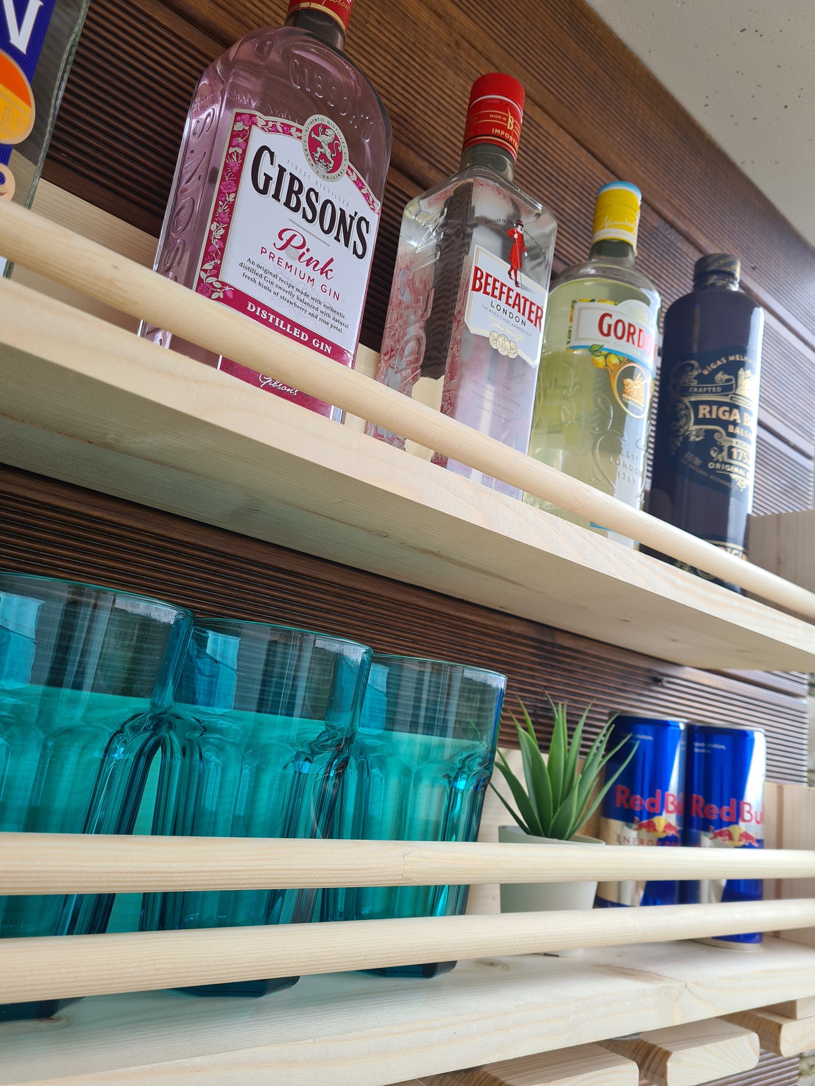 Set of 2 Bottle Storage Wall Shelves, Drinks Shelf, Wall Mounted Shelf ...