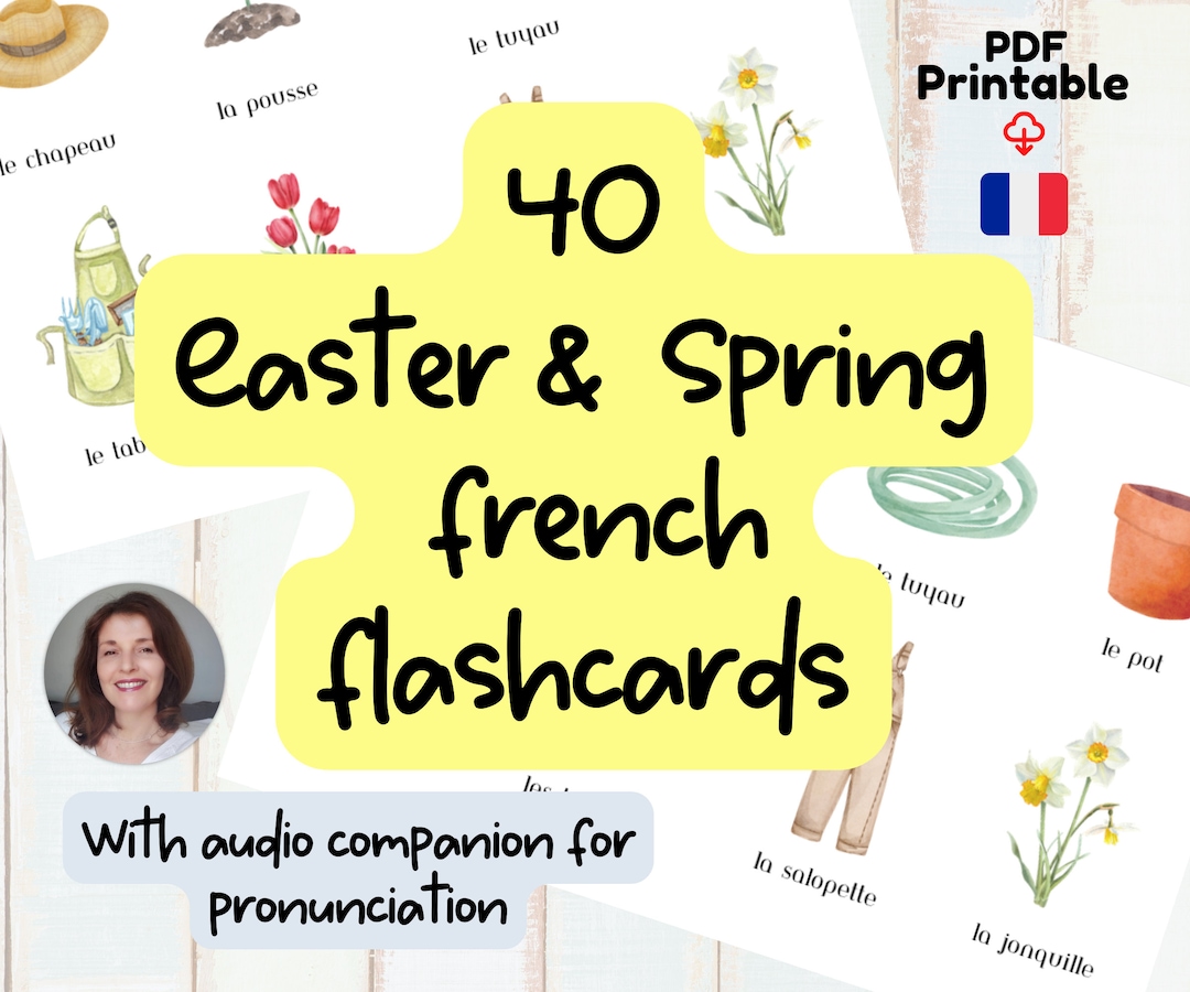 Easter & Spring French Flashcards France Printable Educational French ...