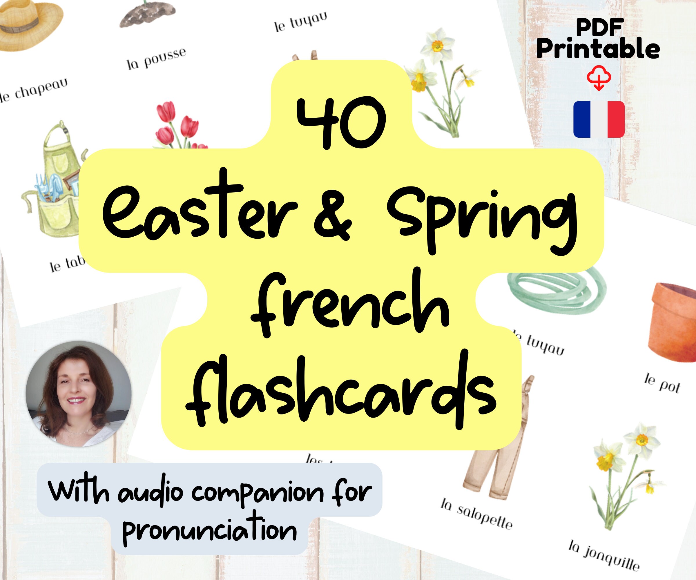 Easter & Spring French Flashcards France Printable Educational French ...