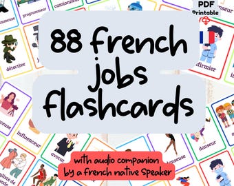 88 Jobs French Flashcards France Montessori Cards Toddlers Kids Print ...