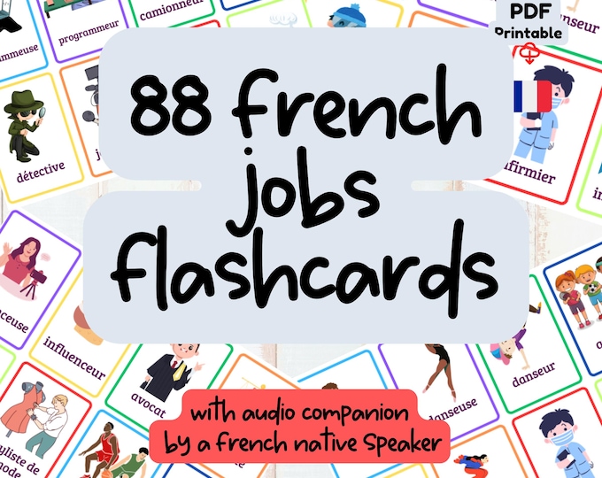 88 Jobs French Flashcards France Montessori Cards Toddlers Kids Print ...