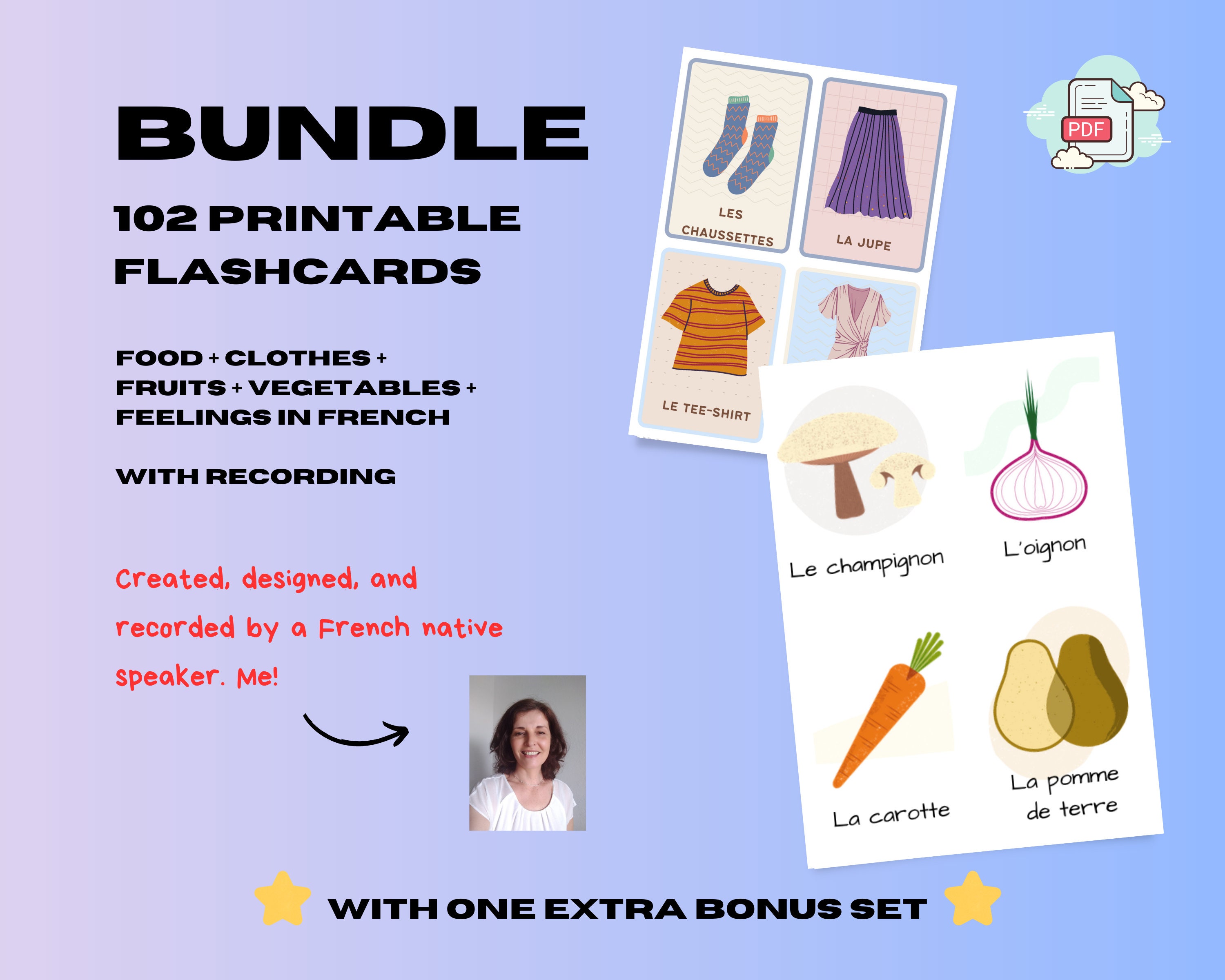France Flashcards Bundle Clothes French Cards Food Fruits Vegetables ...