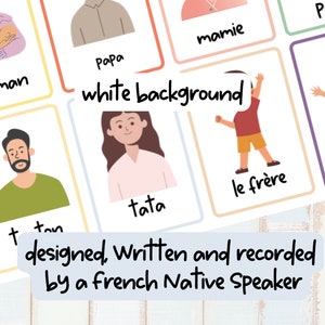 Family French Flashcards Materials Printable French Worksheets Three ...