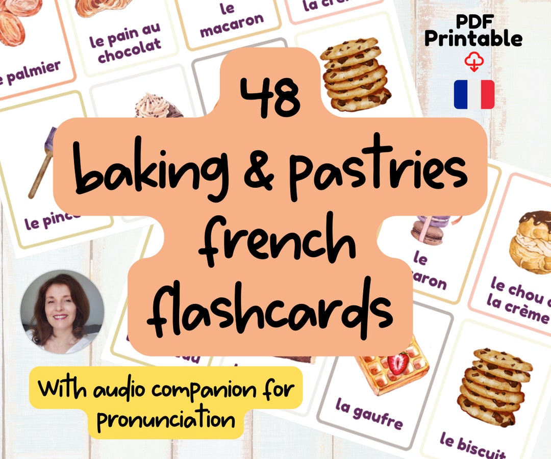 French Flashcards Pastries Baking France Printable Educational Learning ...