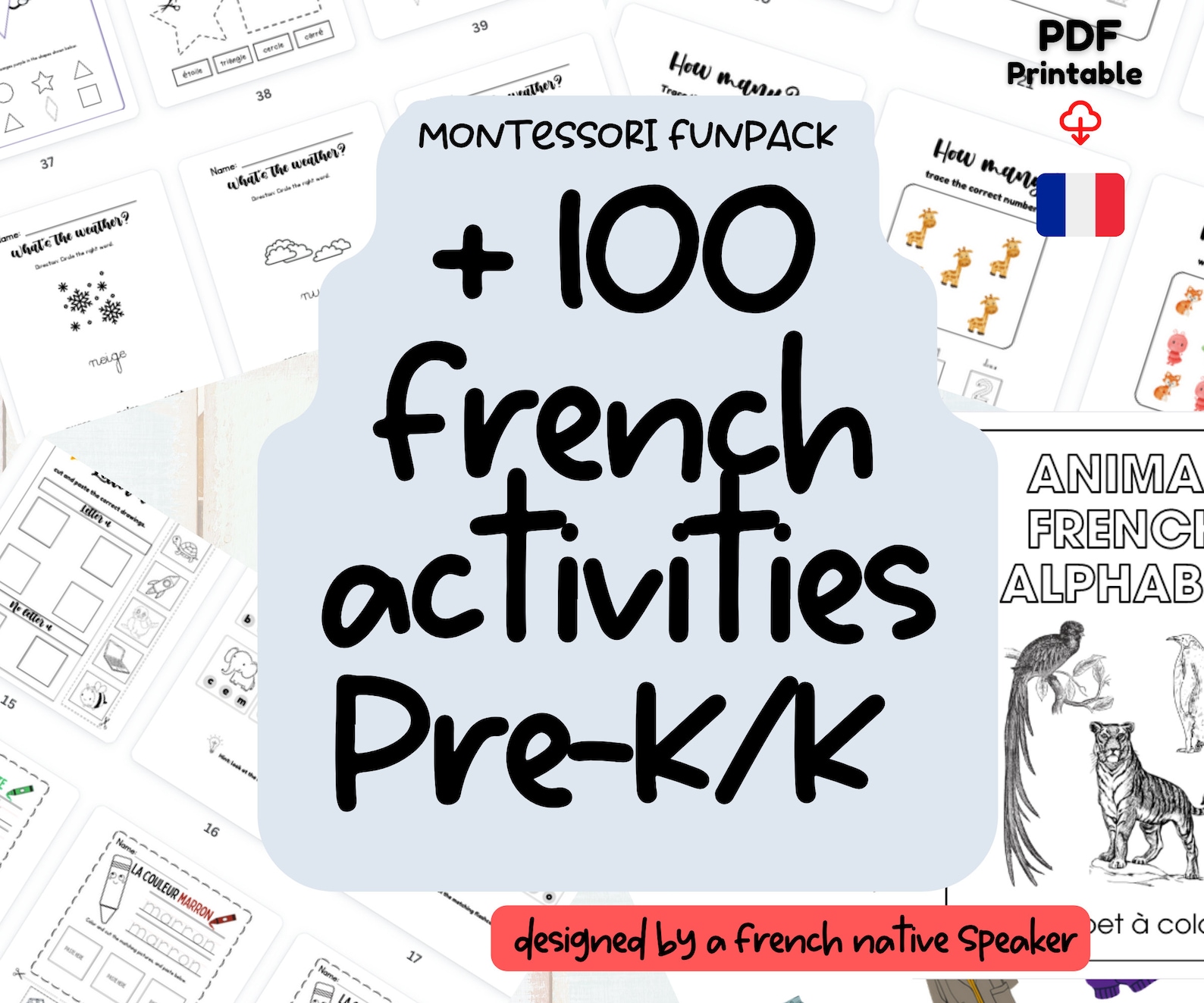 French Activity Workbook Printables Bundle France Flashcards Tracing ...