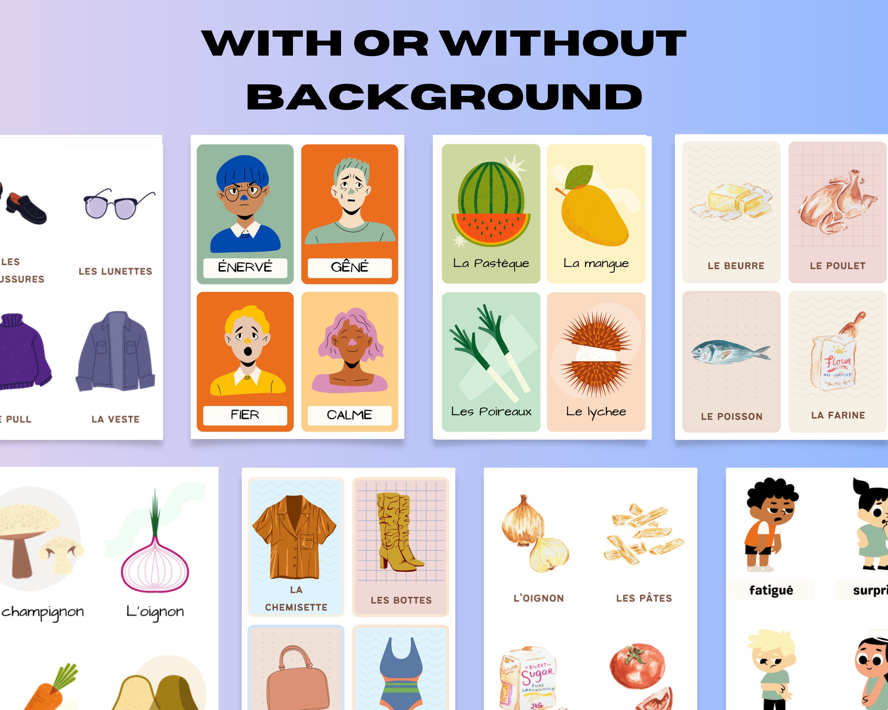 France Flashcards Bundle Clothes French Cards Food Fruits Vegetables ...