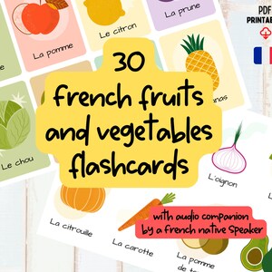 France Flashcards Bundle Clothes French Cards Food Fruits Vegetables ...