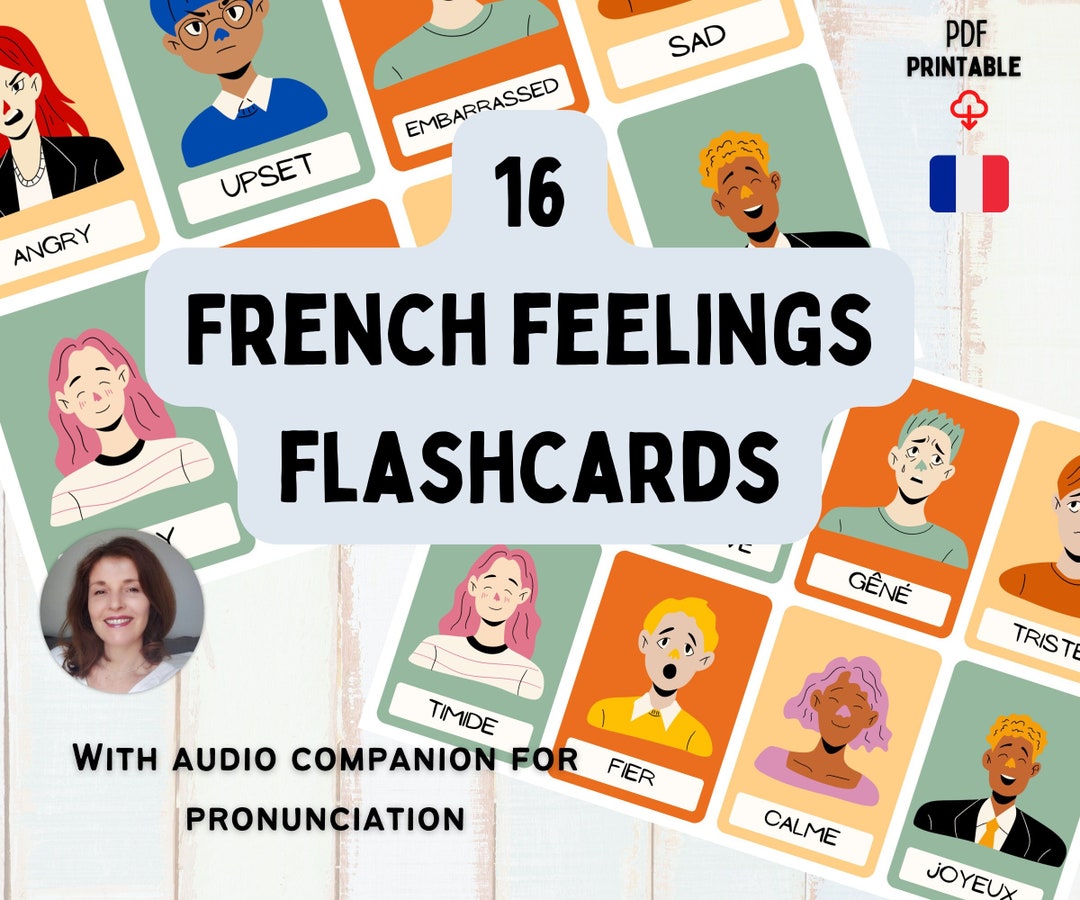 France Flashcards French Flash Cards Feelings Emotion - Etsy