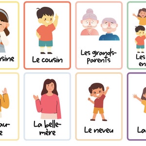 Family French Flashcards Materials Printable French Worksheets Three ...