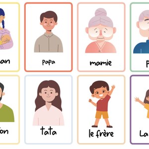 Family French Flashcards Materials Printable French Worksheets Three ...