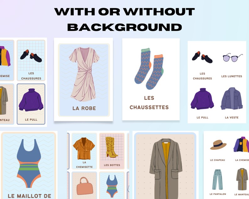 France Flashcards French Flash Cards Clothes Children Toddlers ...