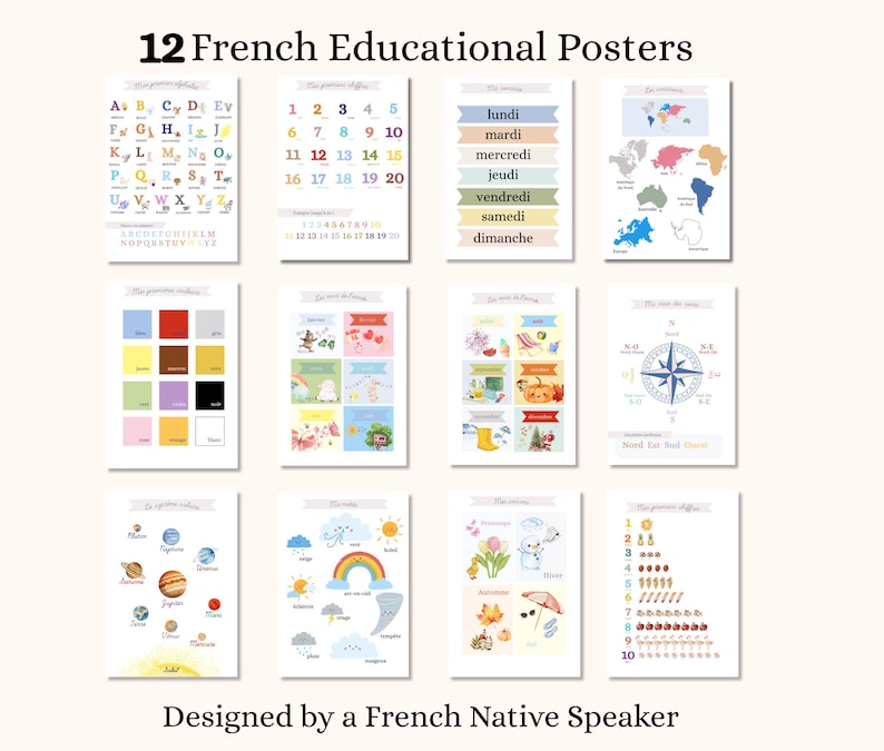 12 French Educational Posters Homeschool Printable Montessori Classroom ...