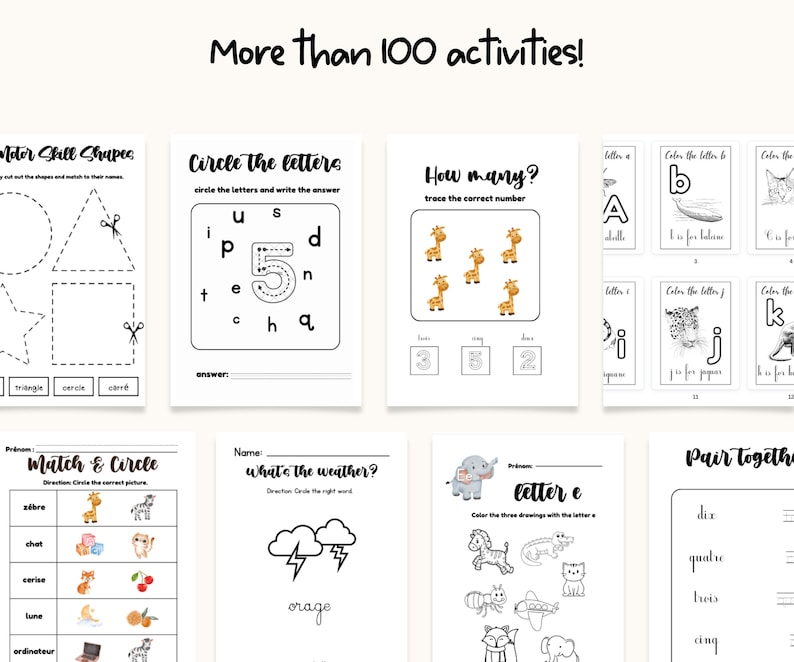 French Activity Workbook Printables Bundle France Flashcards Tracing ...