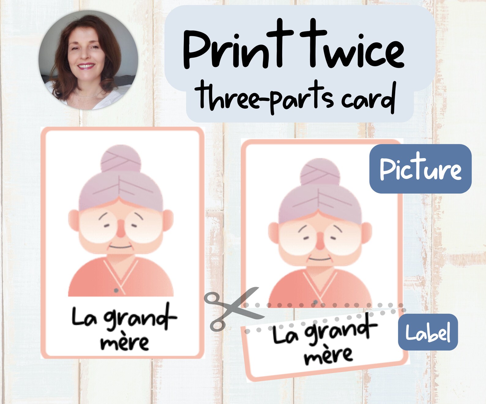 Family French Flashcards Materials Printable French Worksheets Three ...