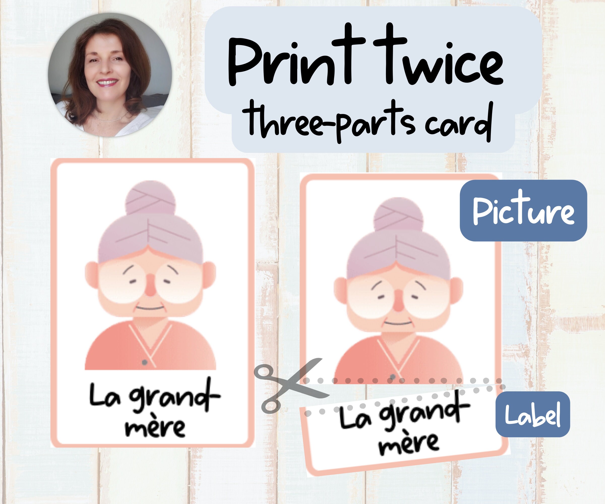 Family French Flashcards Materials Printable French Worksheets Three ...