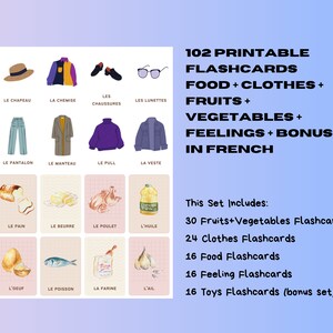 France Flashcards Bundle Clothes French Cards Food Fruits Vegetables ...